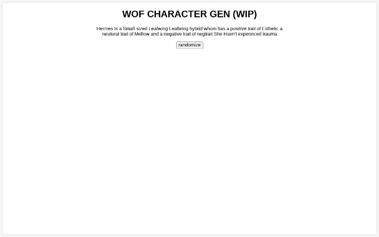 WOF CHARACTER GEN (WIP)
