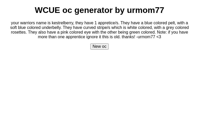 WCUE oc generator by urmom77