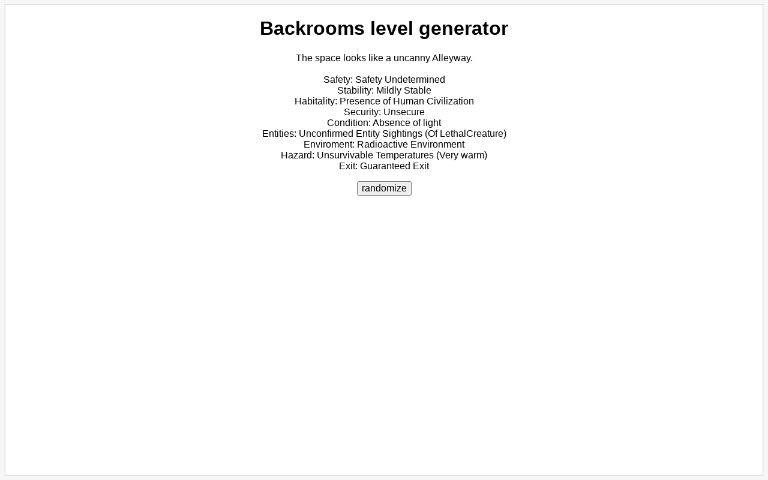 Backrooms level generator