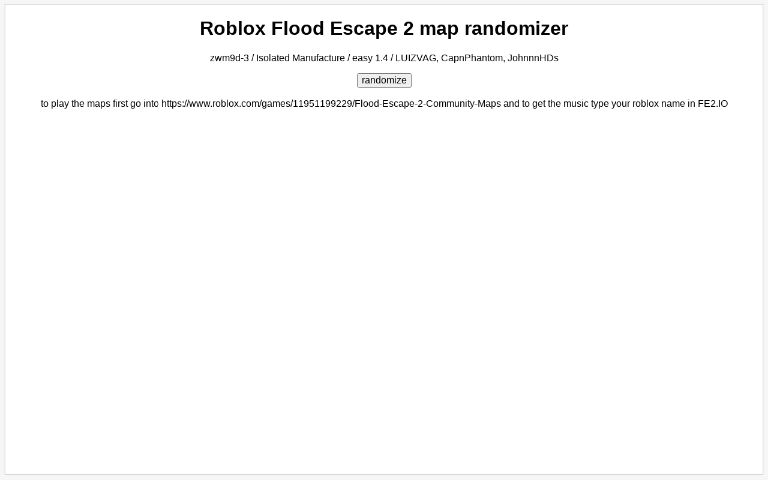 Roblox Flood Escape 2 map randomizer ― Perchance Generator