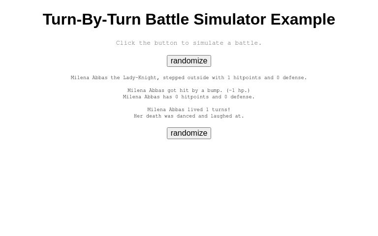 Turn-By-Turn Battle Simulator Example ― Perchance Generator