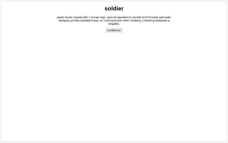 soldier ― Perchance Generator