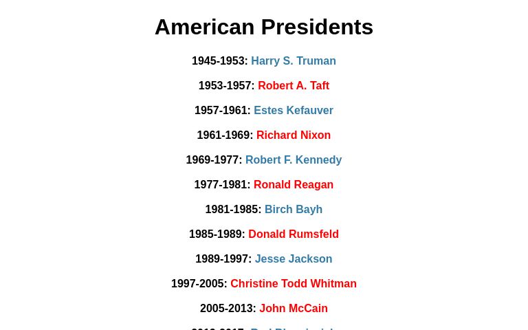 American Presidents ― Perchance Generator