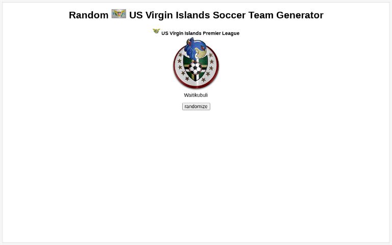 Random US Virgin Islands Soccer Team Generator