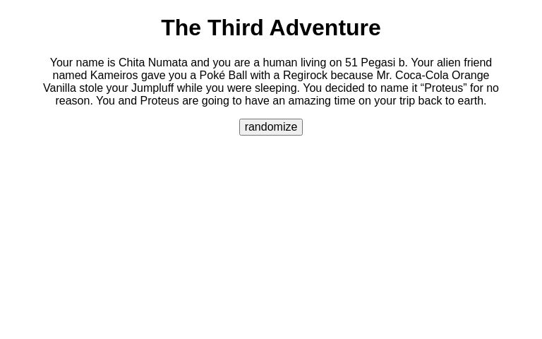 The Third Adventure ― Perchance Generator