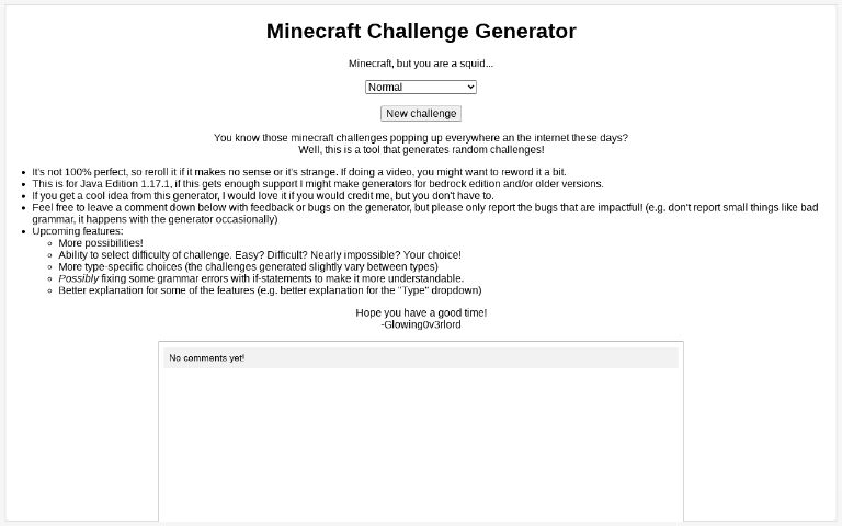 Minecraft Challenge Generator