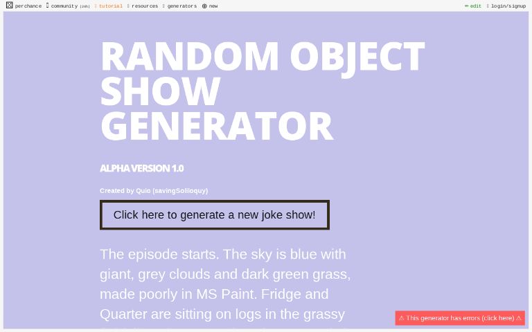 Random Object Show Generator but poorly edited