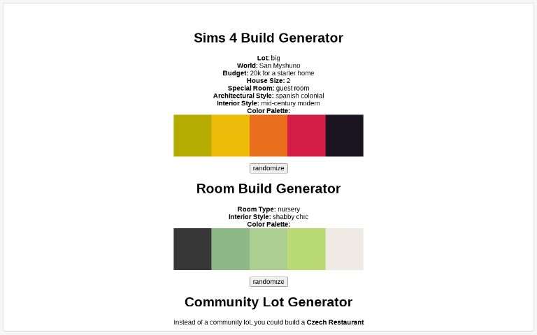 Sims 4 Build Generator