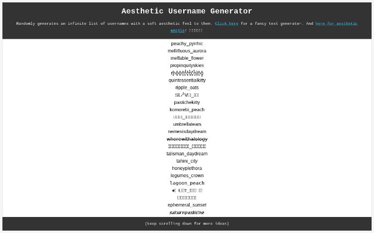 Aesthetic Username Generator