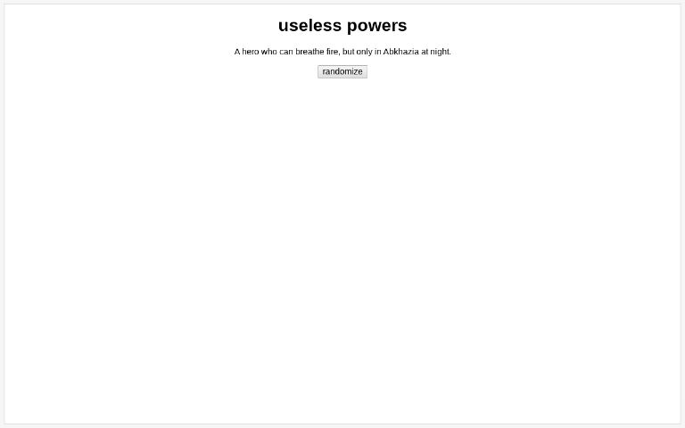 useless powers ― Perchance Generator