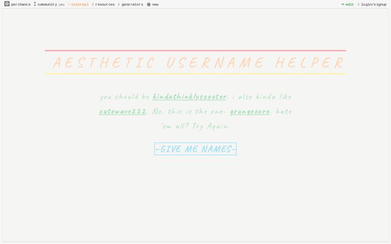 aesthetic username helper ― Perchance Generator