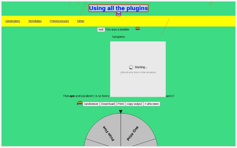 Using all the plugins ― Perchance Generator