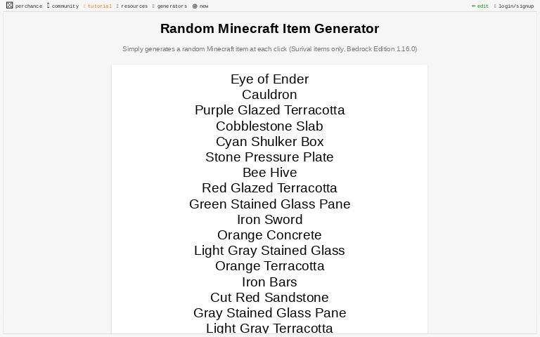 Random Minecraft Item Generator