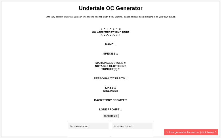 Undertale OC Generator
