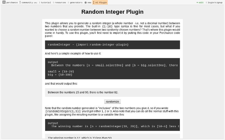 Random Integer Plugin