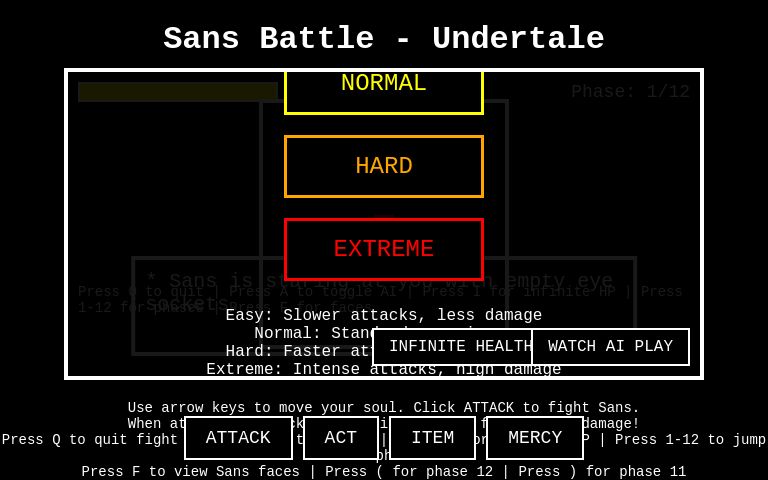 Sans Battle - Undertale ― Perchance Generator