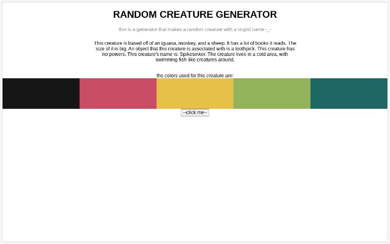 RANDOM CREATURE GENERATOR