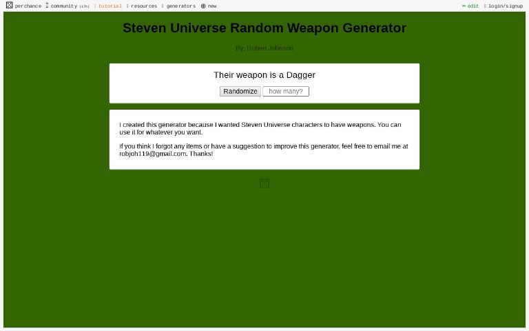 Steven Universe Random Weapon Generator