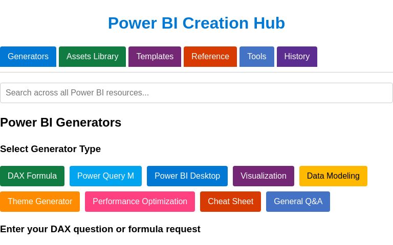 Power BI Creation Hub ― Perchance Generator