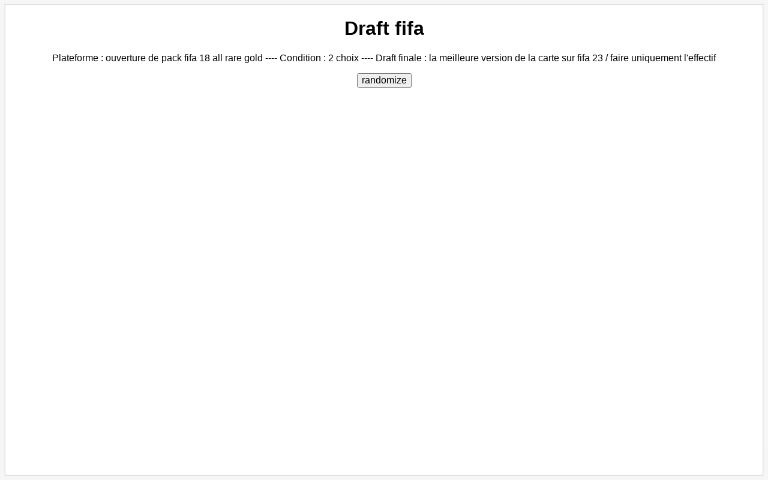 Draft fifa ― Perchance Generator