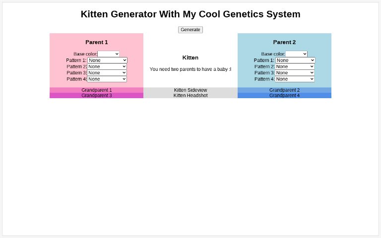 Kitten Generator With My Cool Genetics System