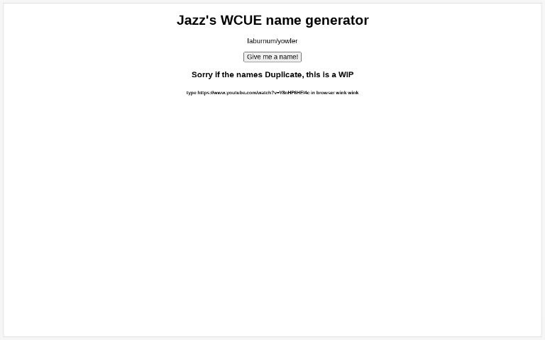 Jazz's WCUE name generator