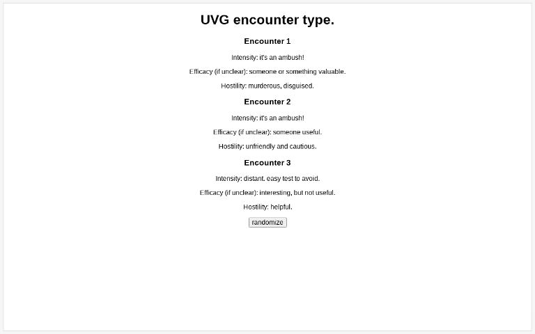 UVG encounter type. ― Perchance Generator