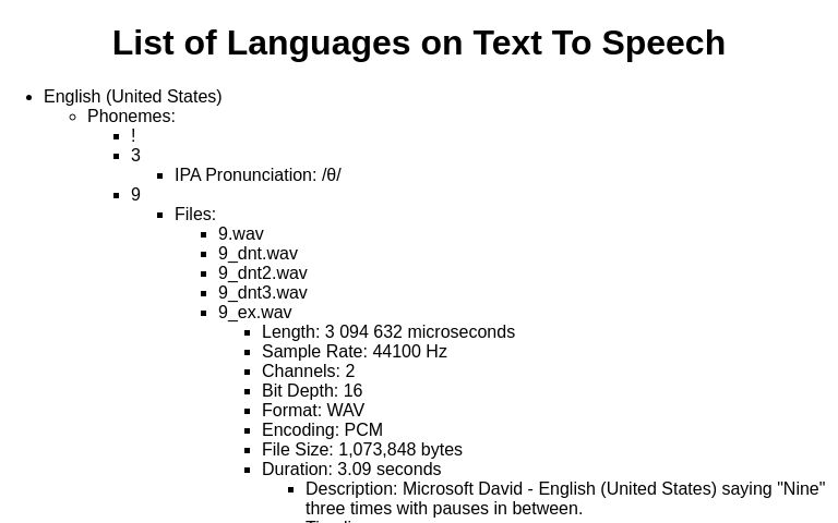 List of Languages on Text To Speech ― Perchance Generator
