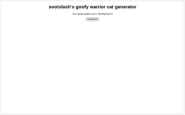 sootslash's goofy warrior cat generator