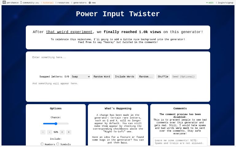 Power Input Twister ― Perchance Generator