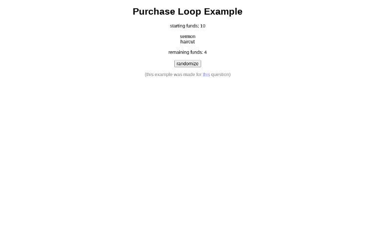 Purchase Loop Example ― Perchance Generator