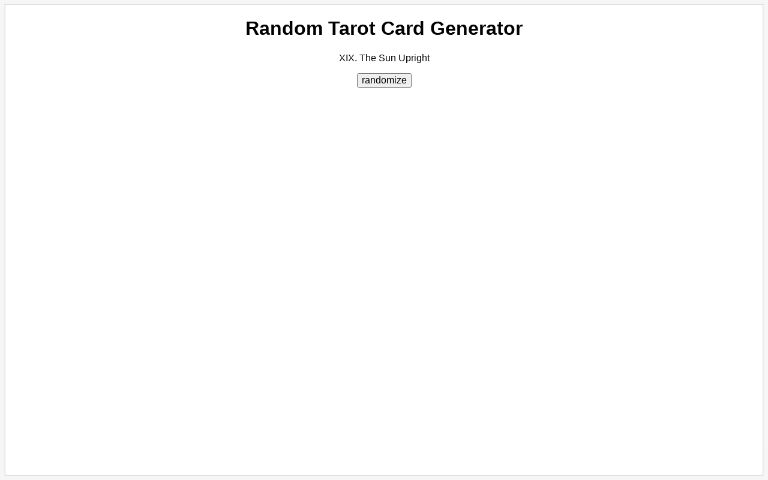 Random Tarot Card Generator