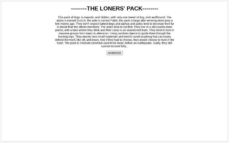 THE PACK OF GHOSTS-------- ― Perchance Generator