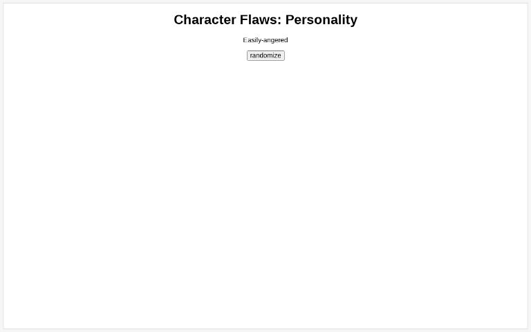 Character Flaws: Personality ― Perchance Generator
