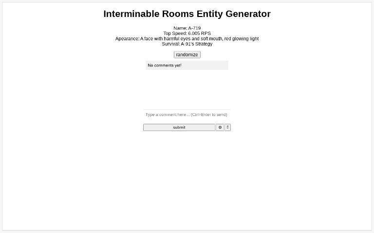 Interminable Rooms Entity Generator