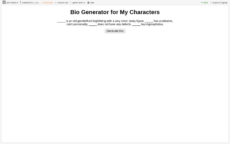 Bio Generator for My Characters
