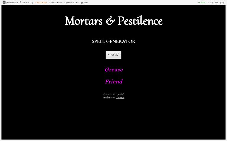Mortars & Pestilence ― Perchance Generator