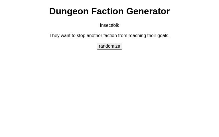 Dungeon Faction Generator