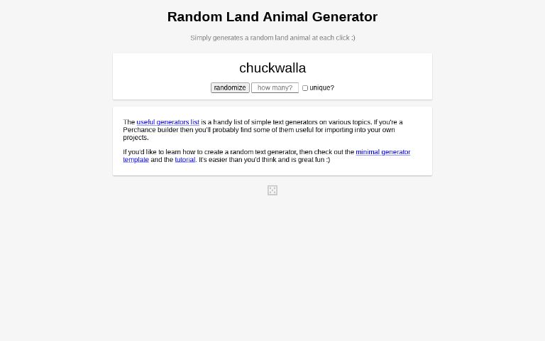Random Land Animal Generator