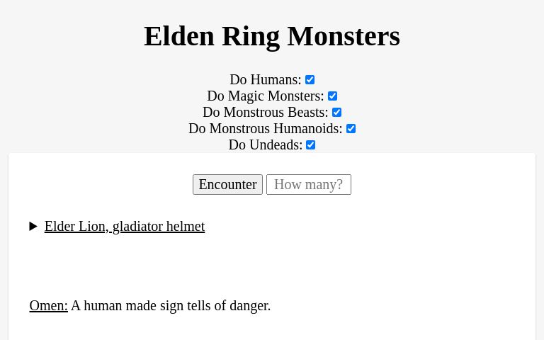 Elden Ring Monsters ― Perchance Generator