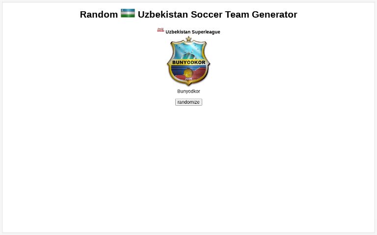 Random Uzbekistan Soccer Team Generator