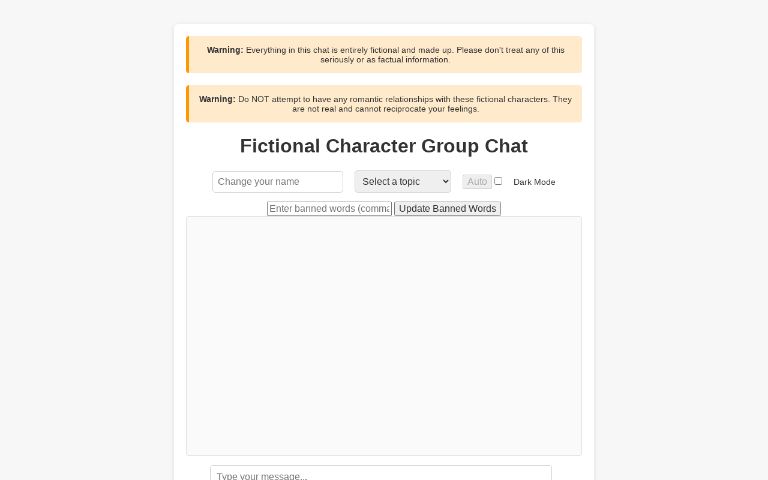 Fictional Character Group Chat