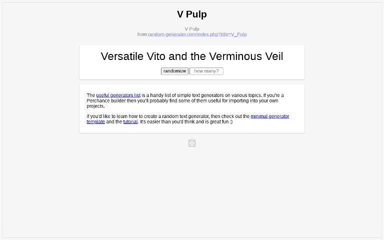 V Pulp ― Perchance Generator