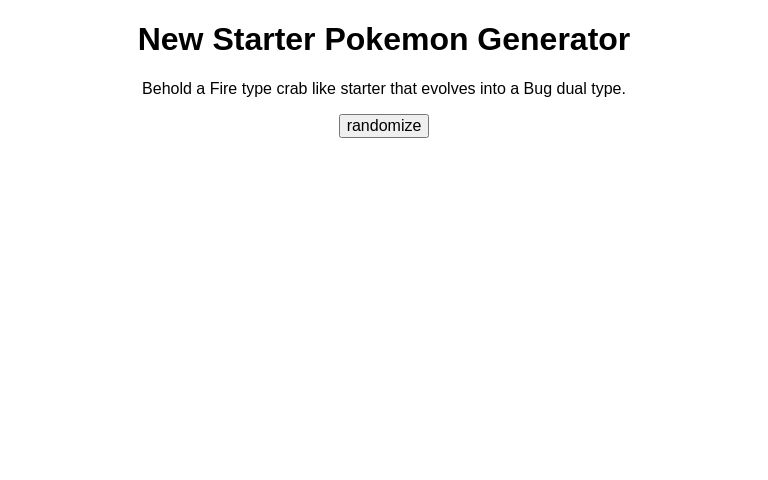 New Starter Pokemon Generator