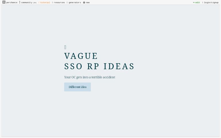 Vague sso rp ideas ― Perchance Generator