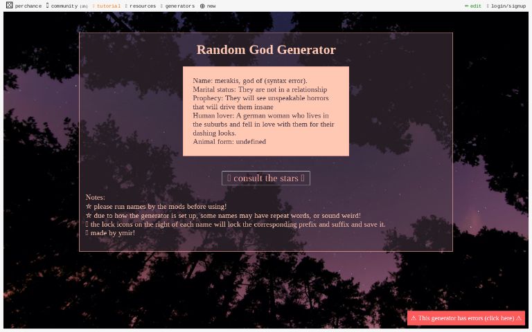 Random God Generator