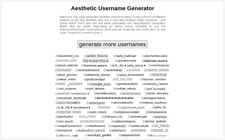 Aesthetic Username Generator (1000's of Ideas)