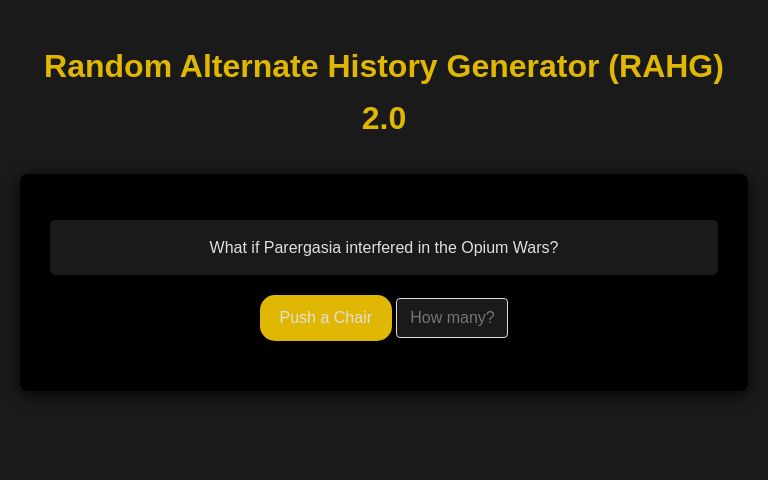 Random Alternate History Generator (RAHG) 2.0