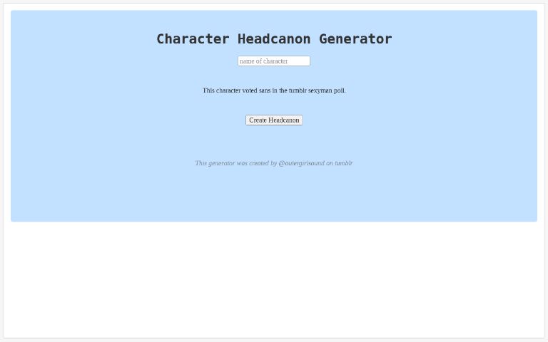 Character Headcanon Generator