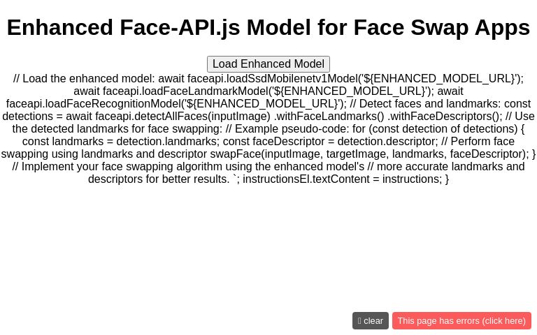 Enhanced Face-API.js Model for Face Swap Apps ― Perchance Generator